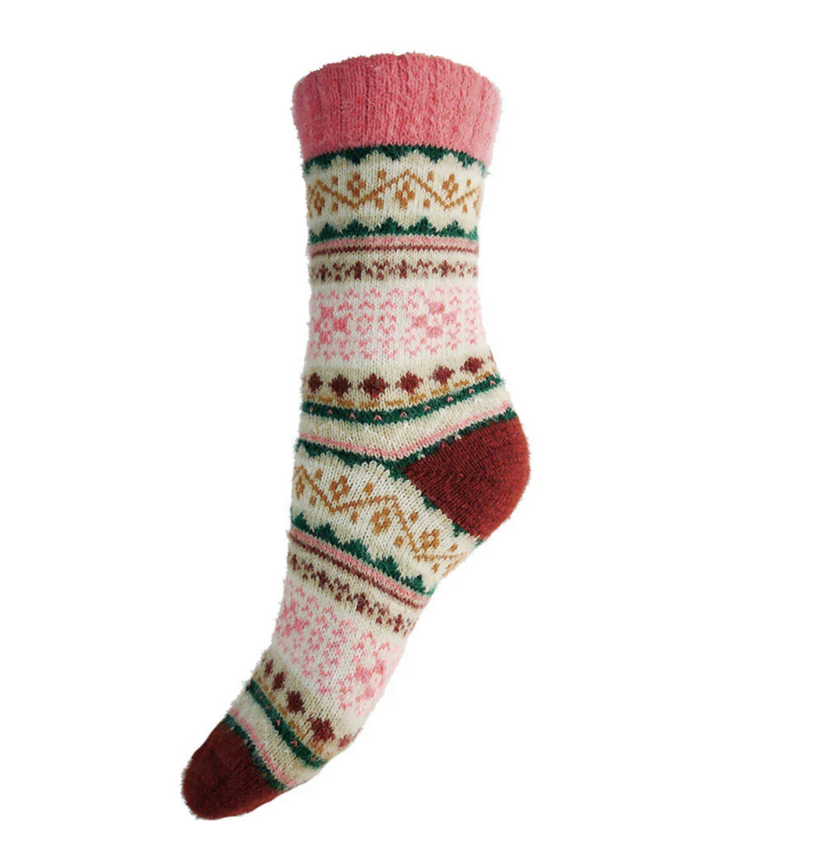 Gemjar Pink & Brown Scandi Patterned Soft Wool Blend Socks – The Consortium
