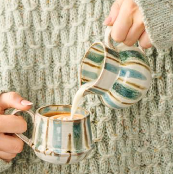 Kalmer Mug - Dusty Blue Stripes – The Consortium