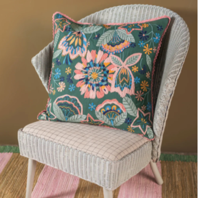 Ian Snow Sea Green Embroidered Cushion – The Consortium Winchester and ...