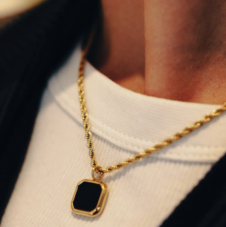 Nordic Muse Gold Rope Chain Pendant Necklace, Waterproof – The ...