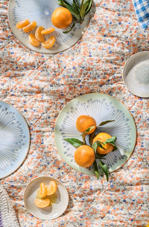 Quilt With Orange & Blue Flowers – The Consortium