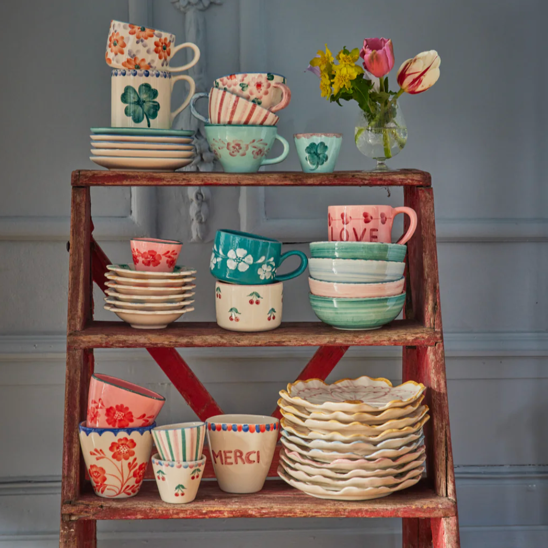 Jade Hand Painted Flowers Ceramic Cappuccino Cup – The Consortium