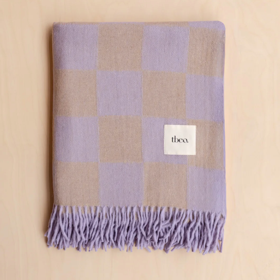 Tbco Recycled Wool Blanket in LIlac and Coffee Check – The Consortium