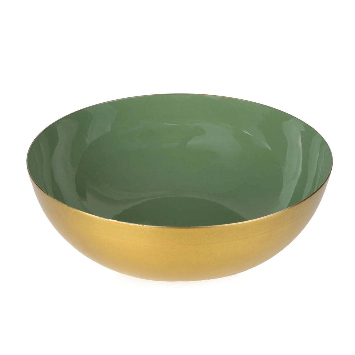 Large Round Bowl Metal & Enamel - Olive Green – The Consortium ...